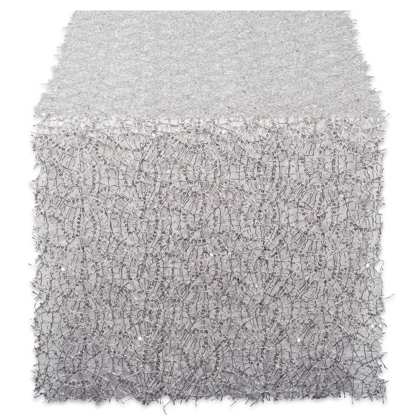 Silver Sequin Mesh Table Runner Roll | Swimsuits For All