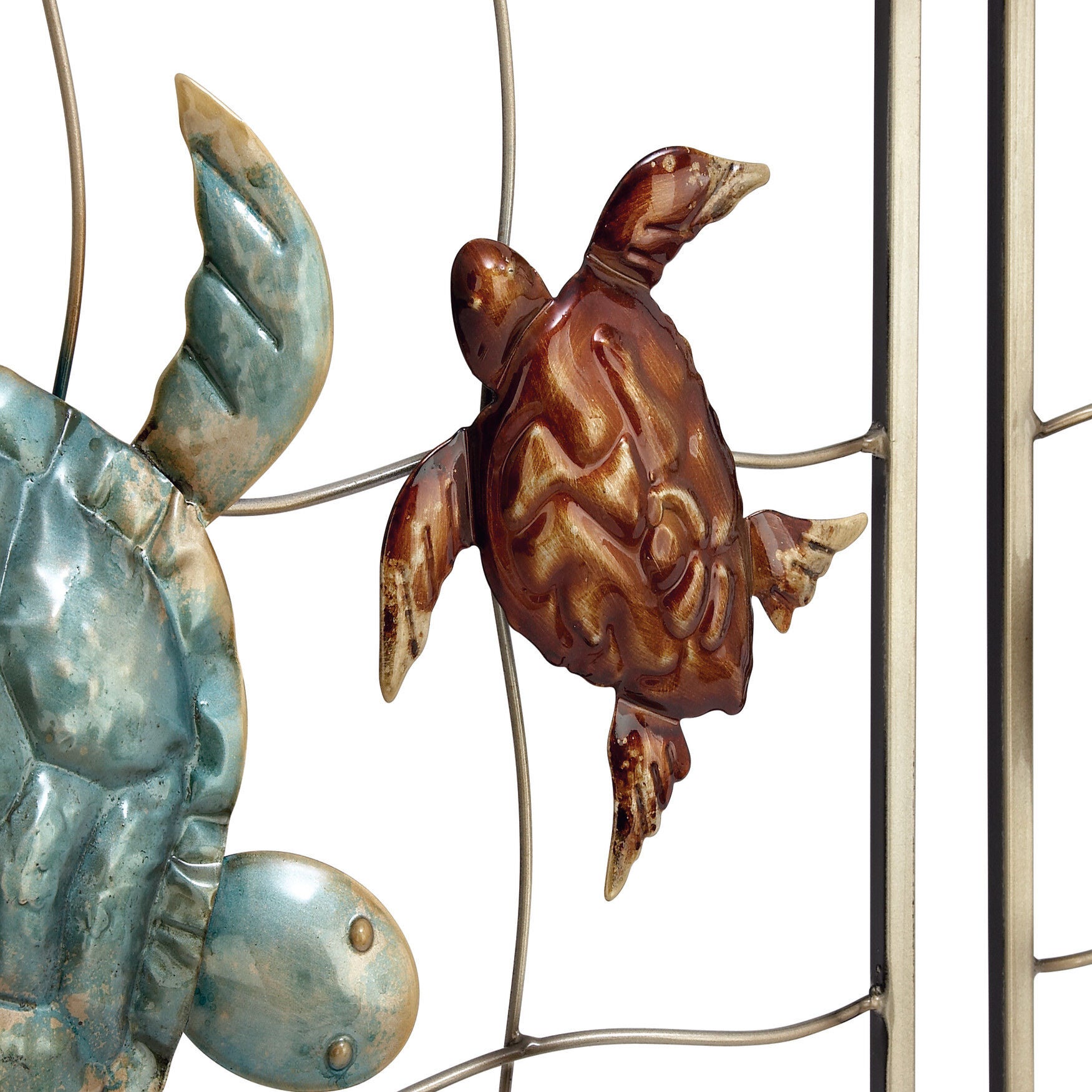 Set Of 2 Gold Metal Coastal Sea Life Wall Decor | Swimsuits For All