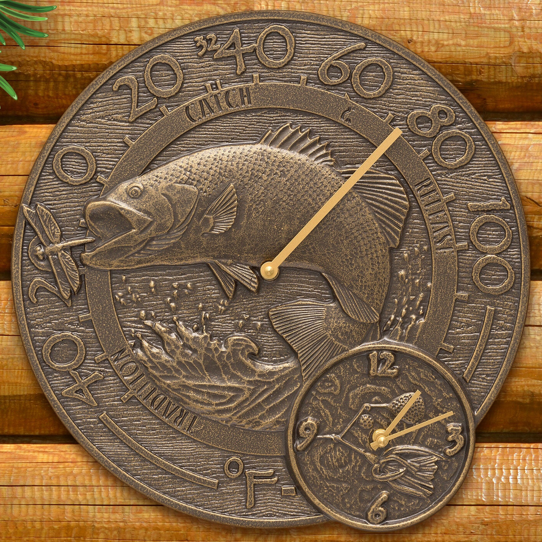 Bass 14" Indoor Outdoor Wall Thermometer With Clock Combo | Swimsuits ...