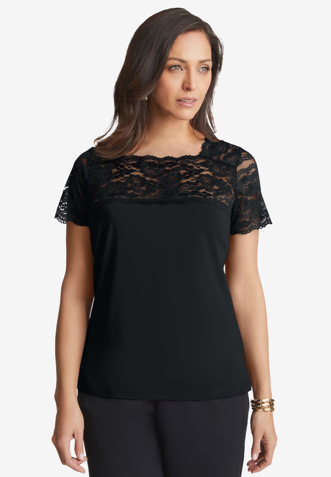 Stretch Lace Neckline Top | Swimsuits For All