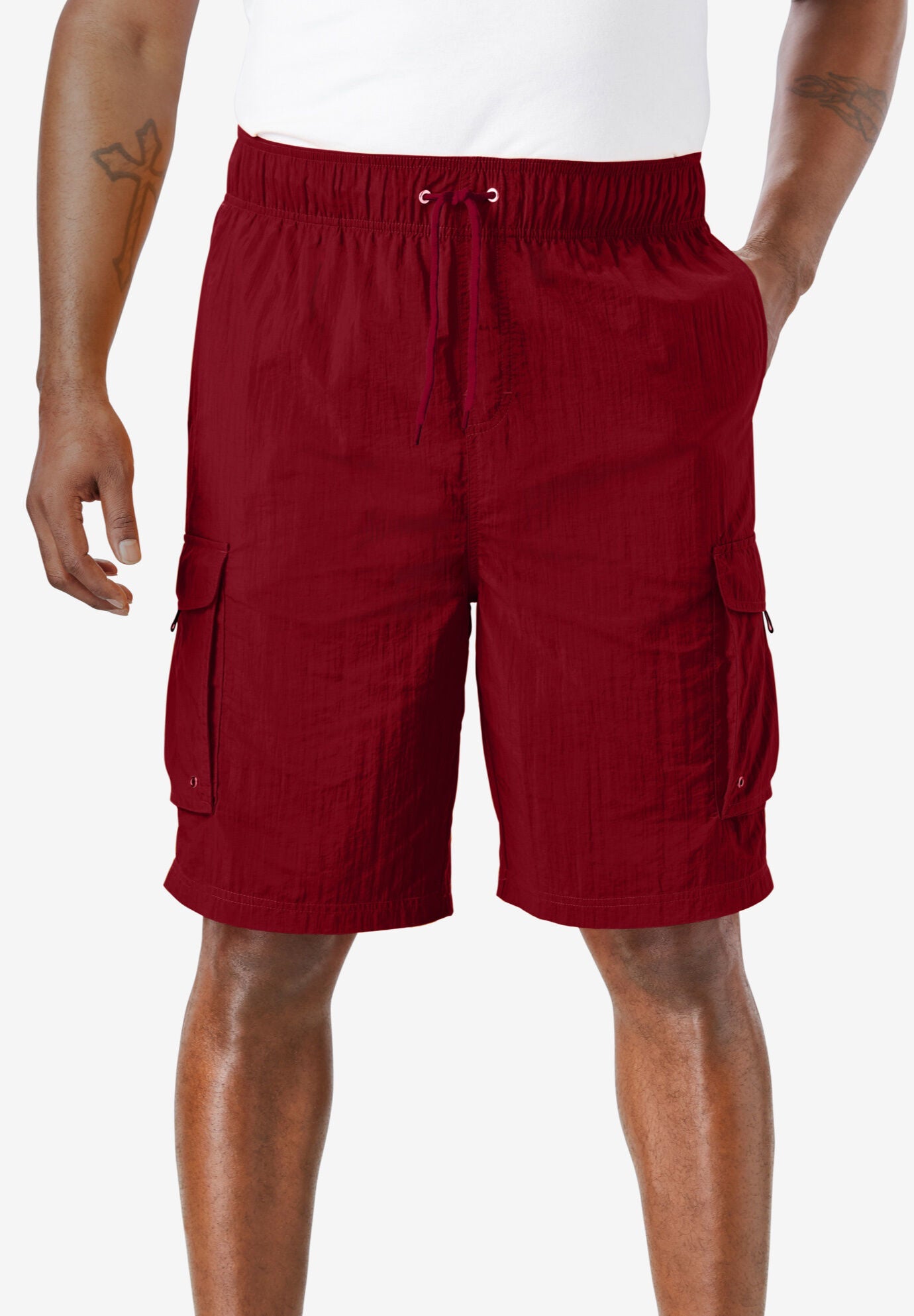 Everyday 8" Cargo Swim Trunks, Rich Burgundy | Swimsuits For All