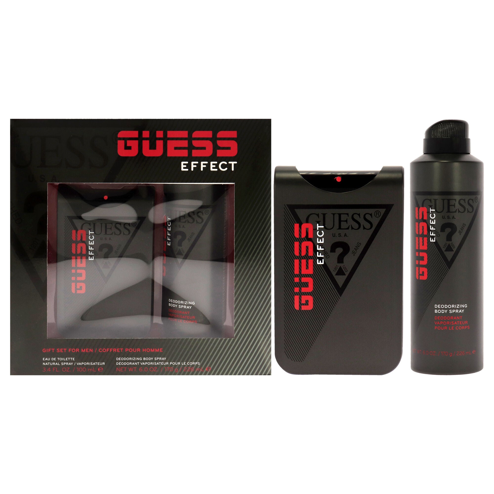 Guess Effect by Guess for Men - 2 Pc Gift Set 3.4oz EDT Spray, 6oz Body ...