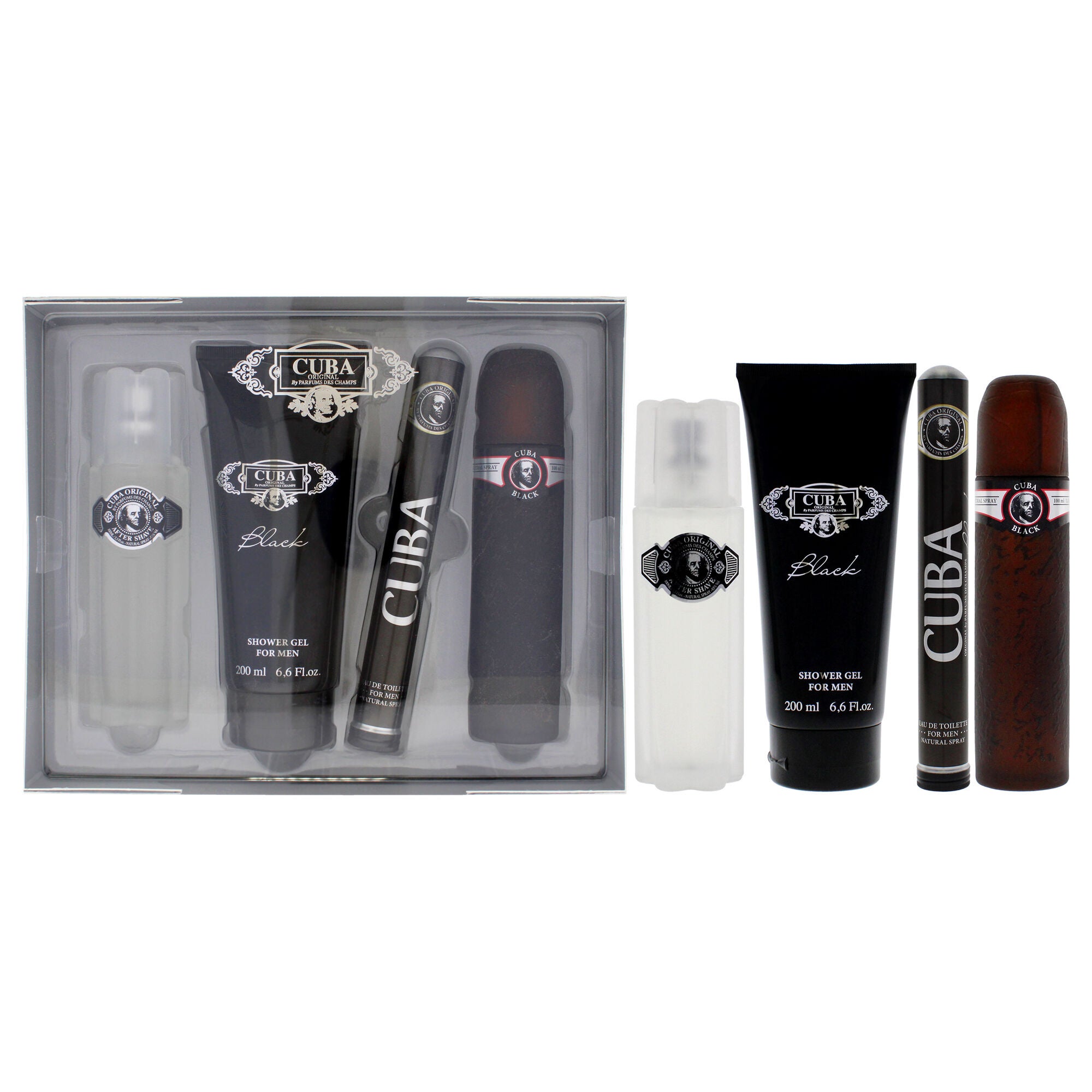 Cuba Black by Cuba for Men - 4 Pc Gift Set 3.4oz EDT Spray, 1.7oz EDT ...