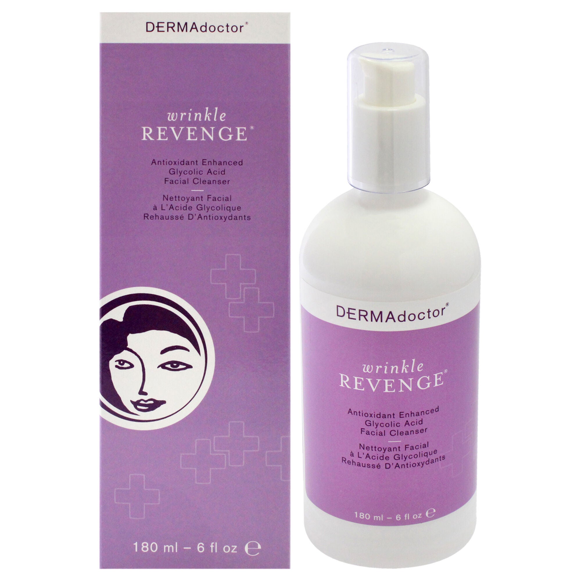 Wrinkle Revenge Antioxidant Enhanced Glycolic Acid Facial Cleanser by DERMAdoctor for Women - 6 ...