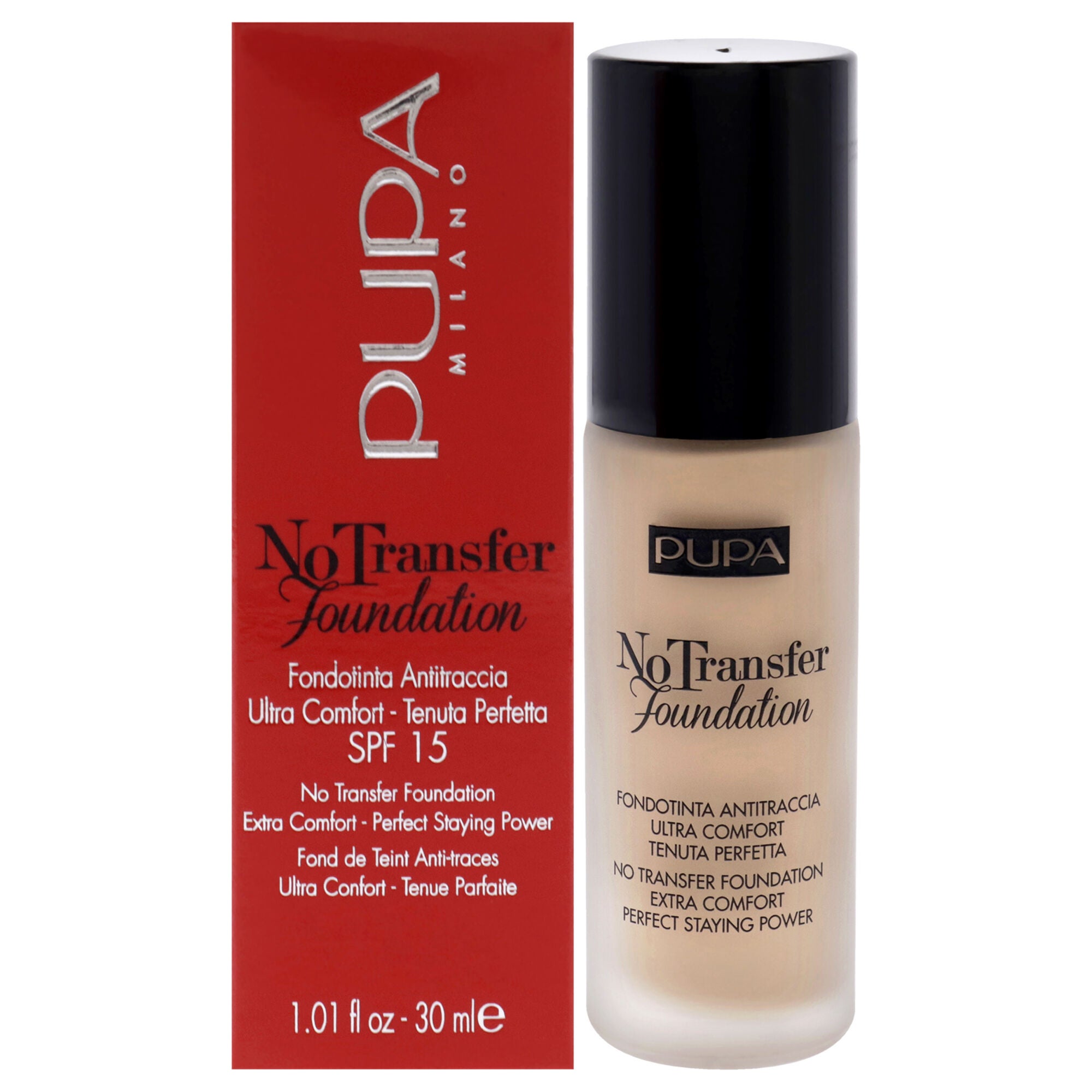 No Transfer Foundation SPF 15 - 02 Light Beige by Pupa Milano for Women - 1.01 oz Foundation ...