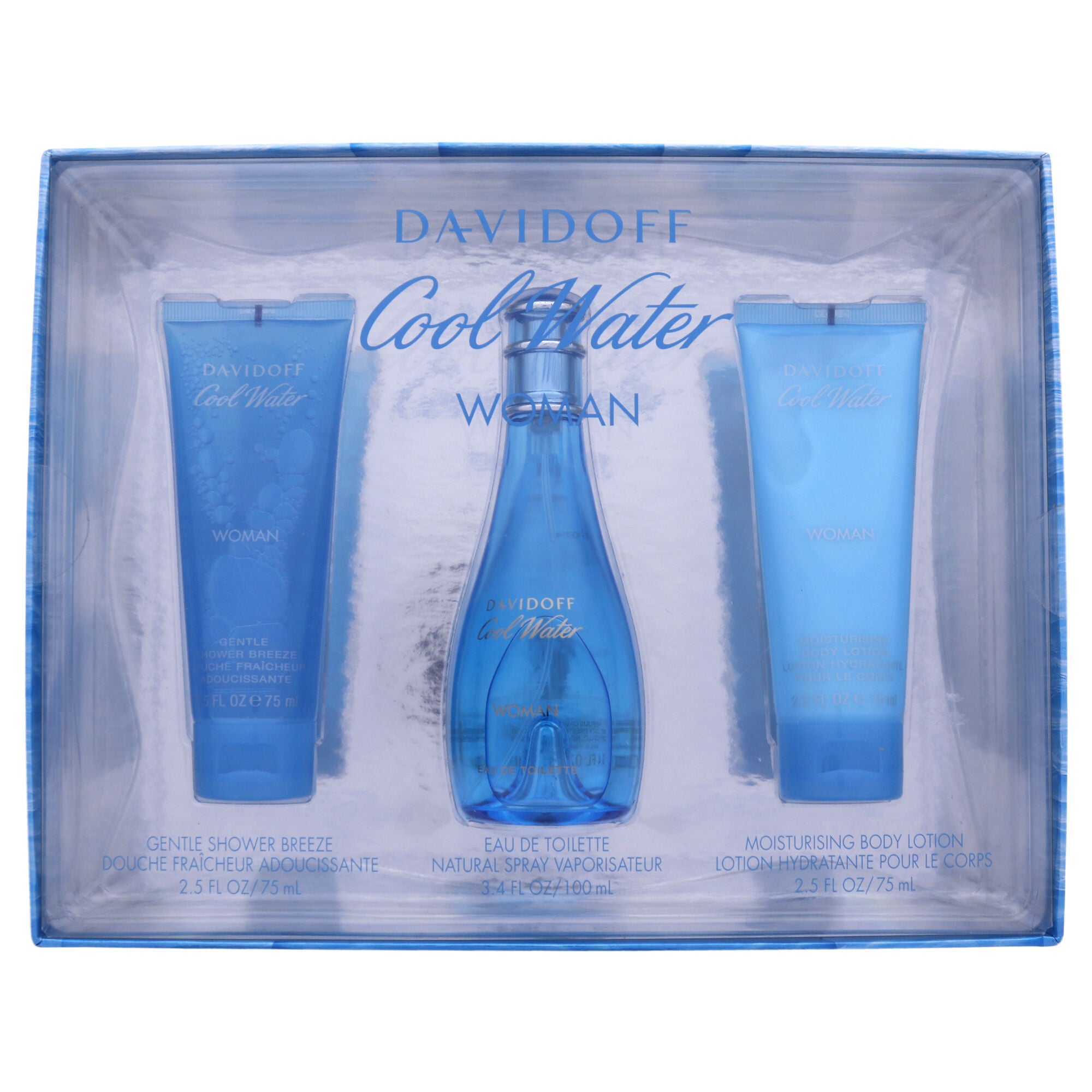 Cool Water by Davidoff for Women - 3 Pc Gift Set 3.3oz EDT Spray, 2.5oz ...