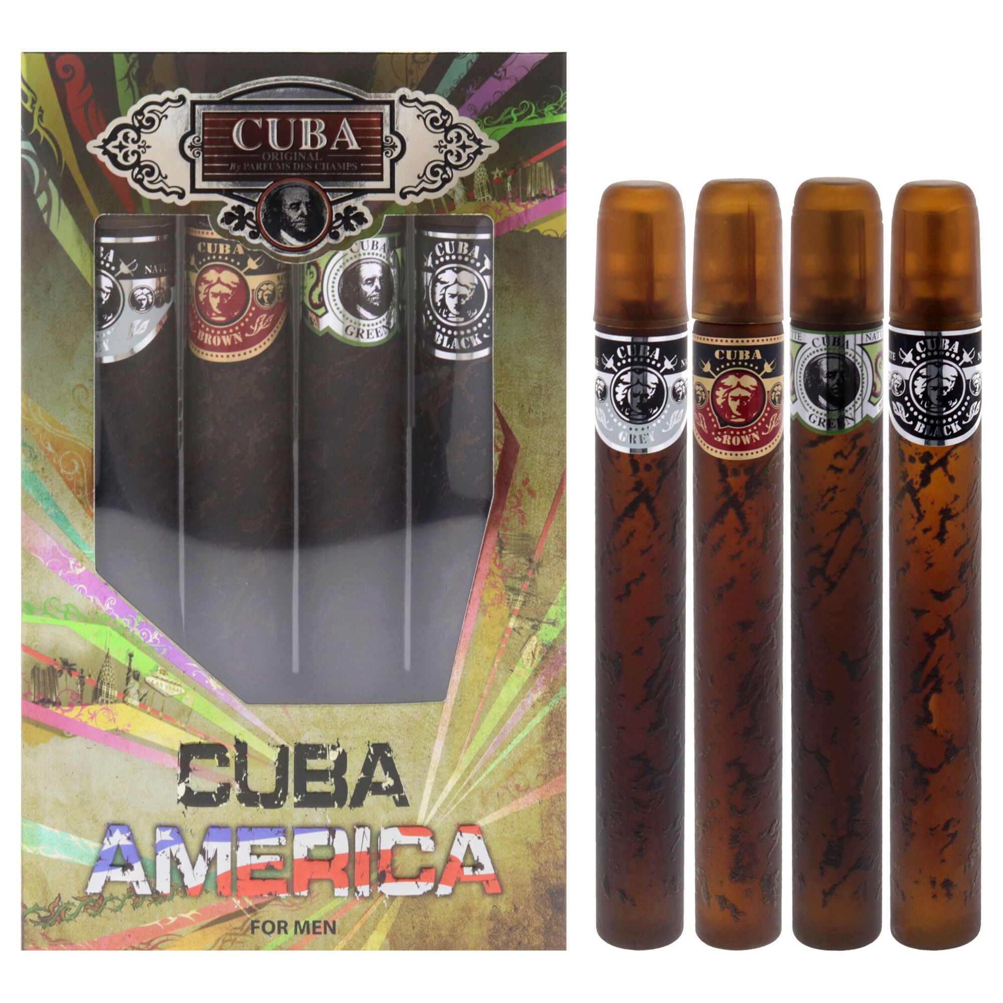 Cuba America by Cuba for Men - 4 Pc Gift Set 1.17oz EDT Spray Black, 1 ...