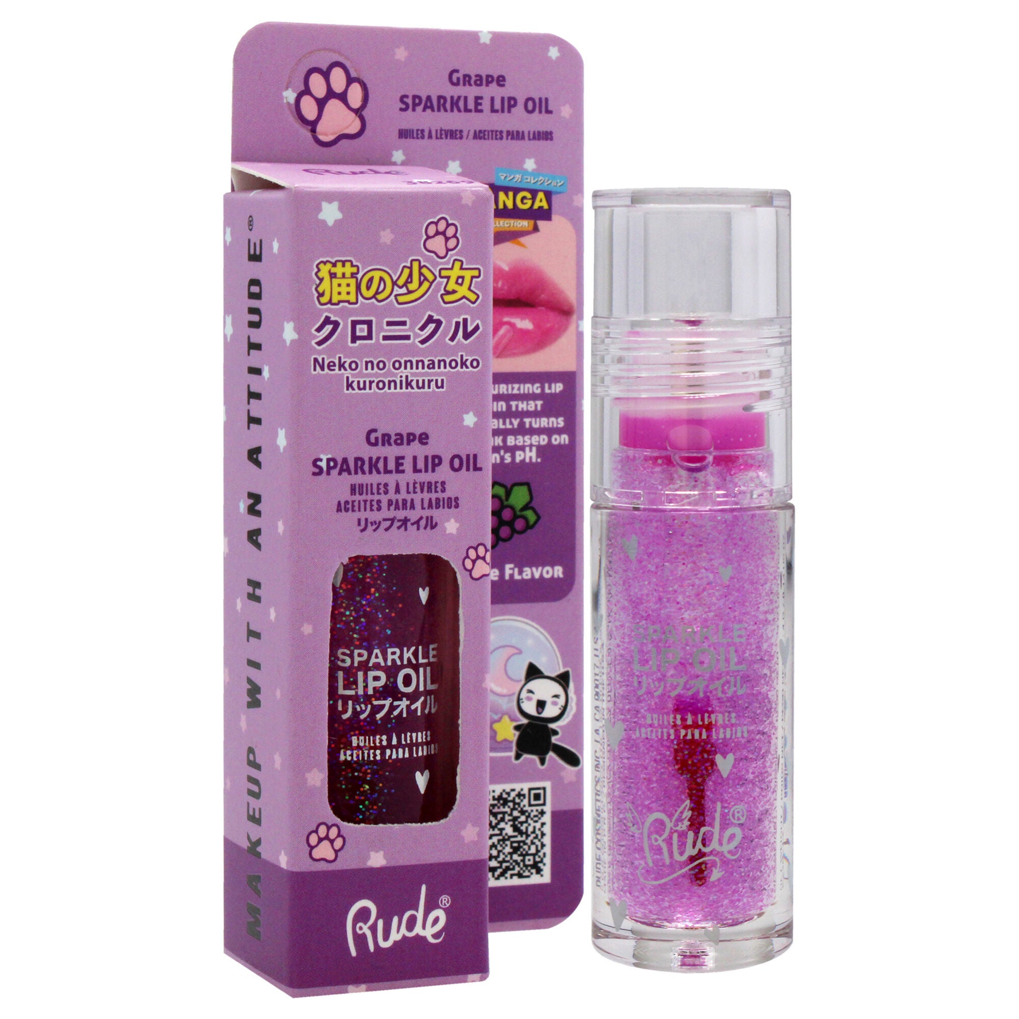 Manga Collection Sparkle Lip Oil - Grape by Rude Cosmetics for Women 0 ...