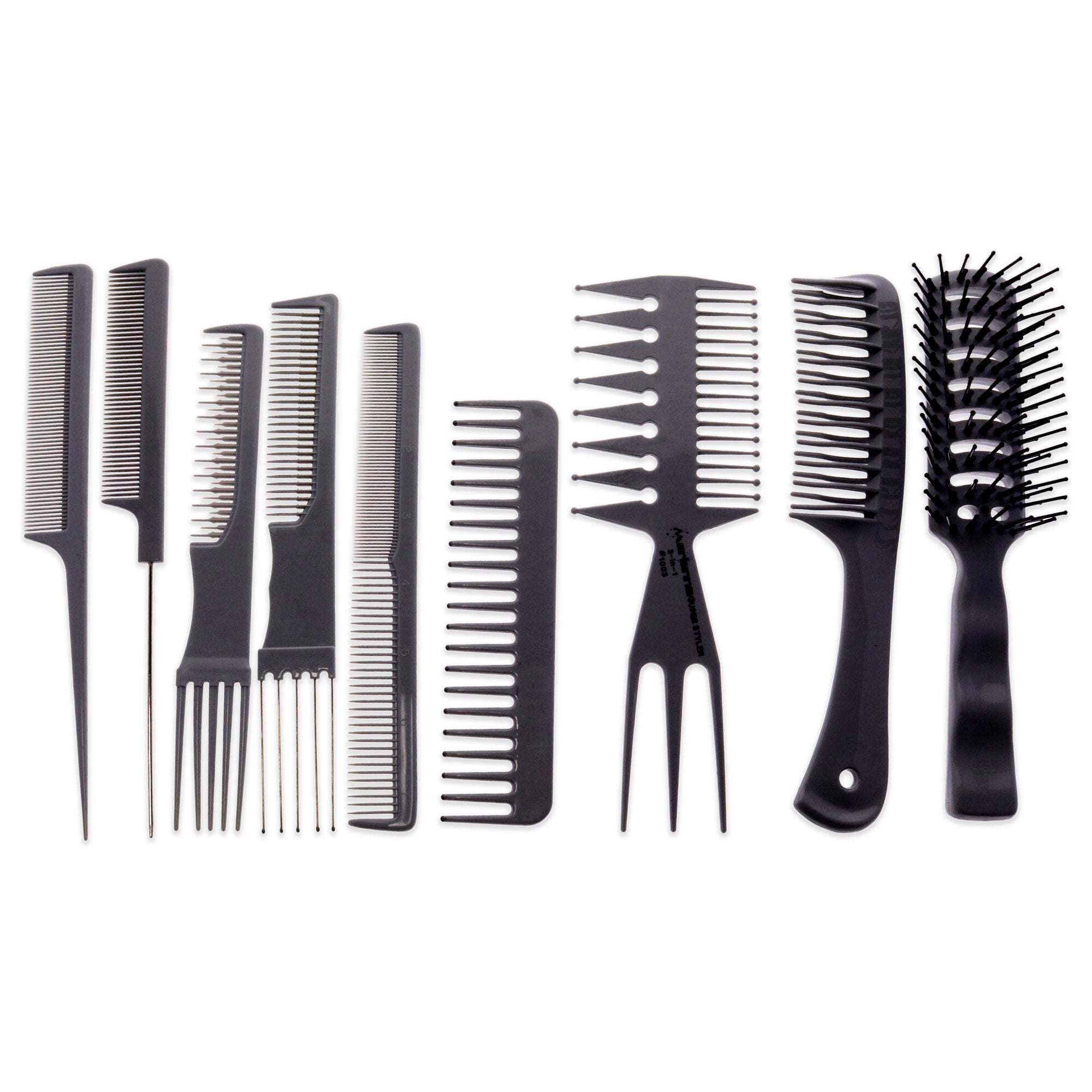 Professional Plastic Comb and Brush Set by Marianna for Unisex - 9 Pc ...