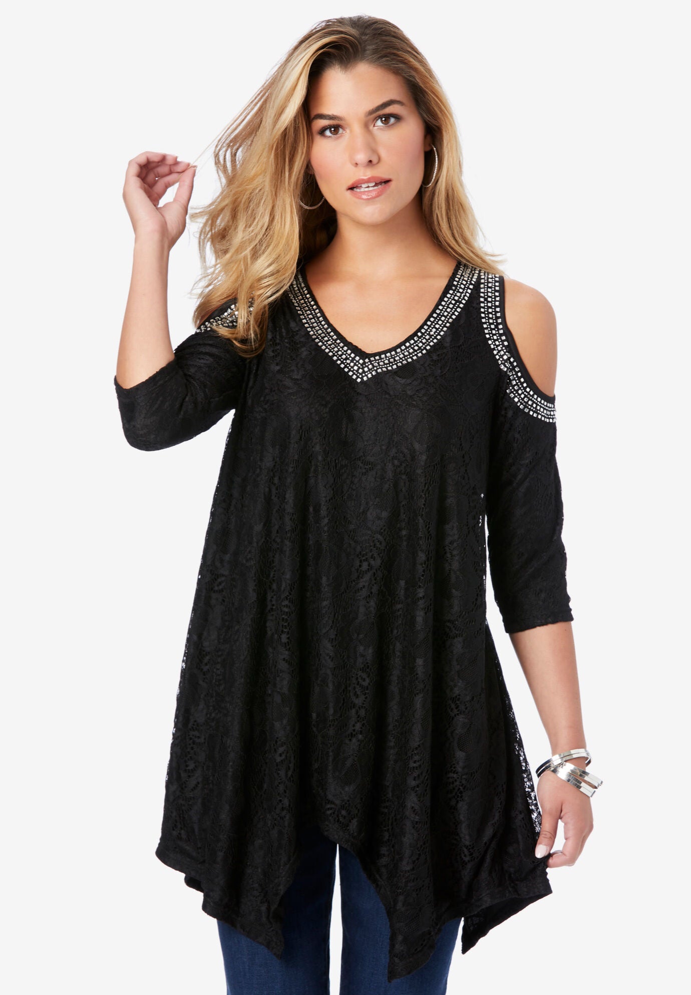 Embellished Cold-Shoulder Tunic | Swimsuits For All