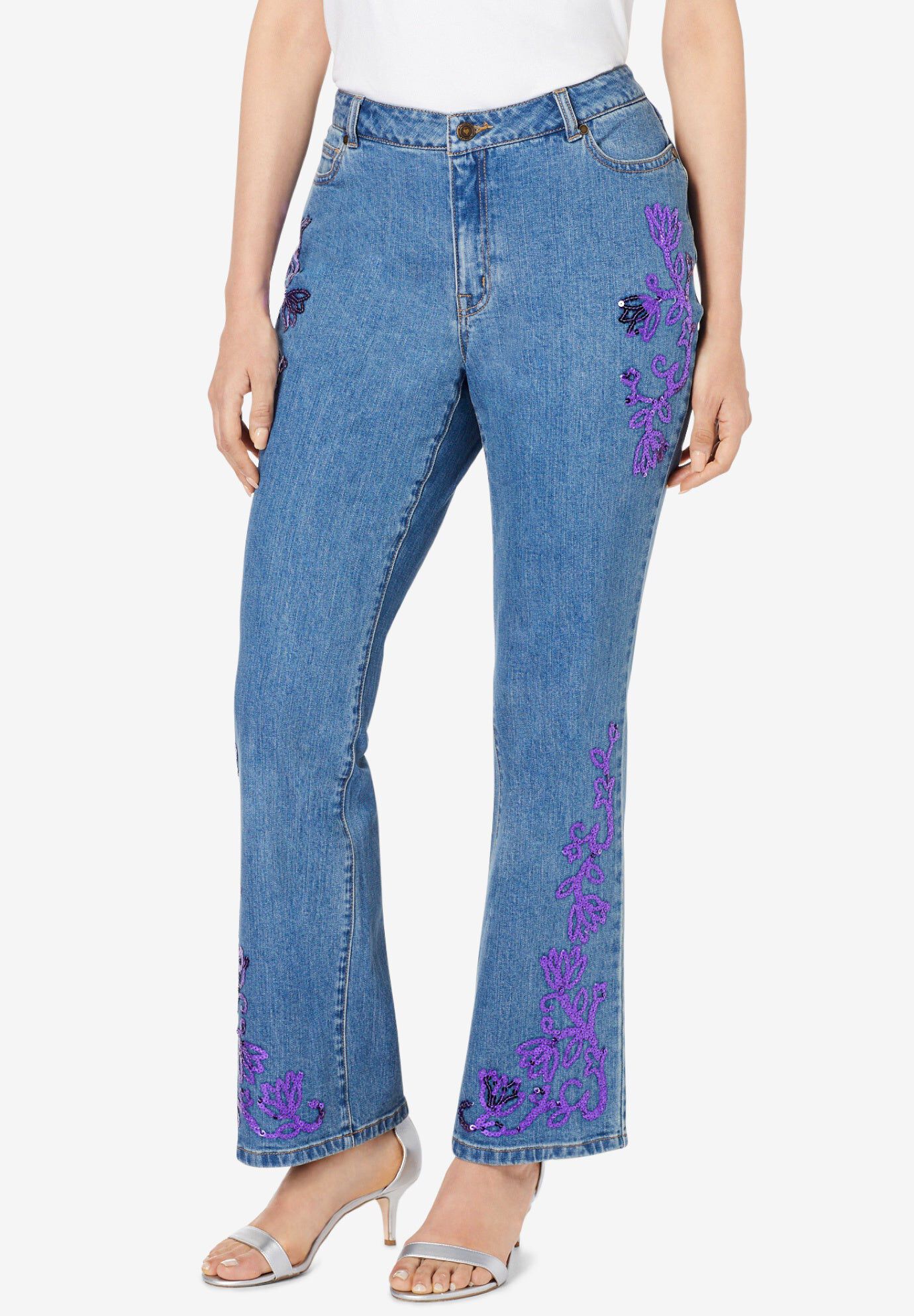 Invisible Stretch® Iconic Sequin-Embellished Bootcut Jean | Swimsuits ...