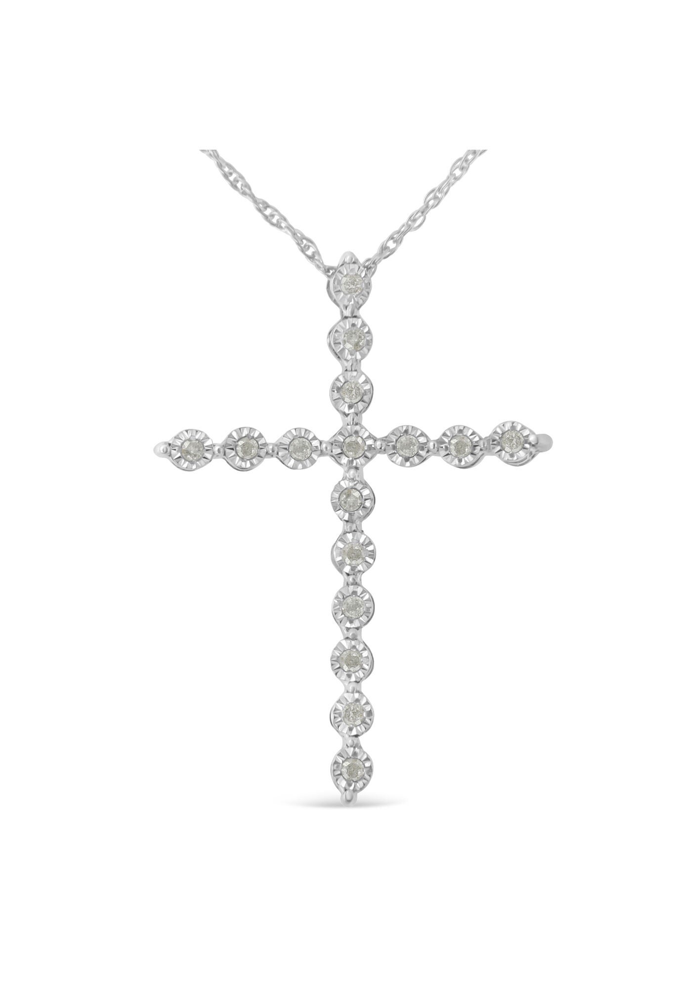 Sterling Silver Brilliantcut Diamond Miracleset Shared Prong Cross ...