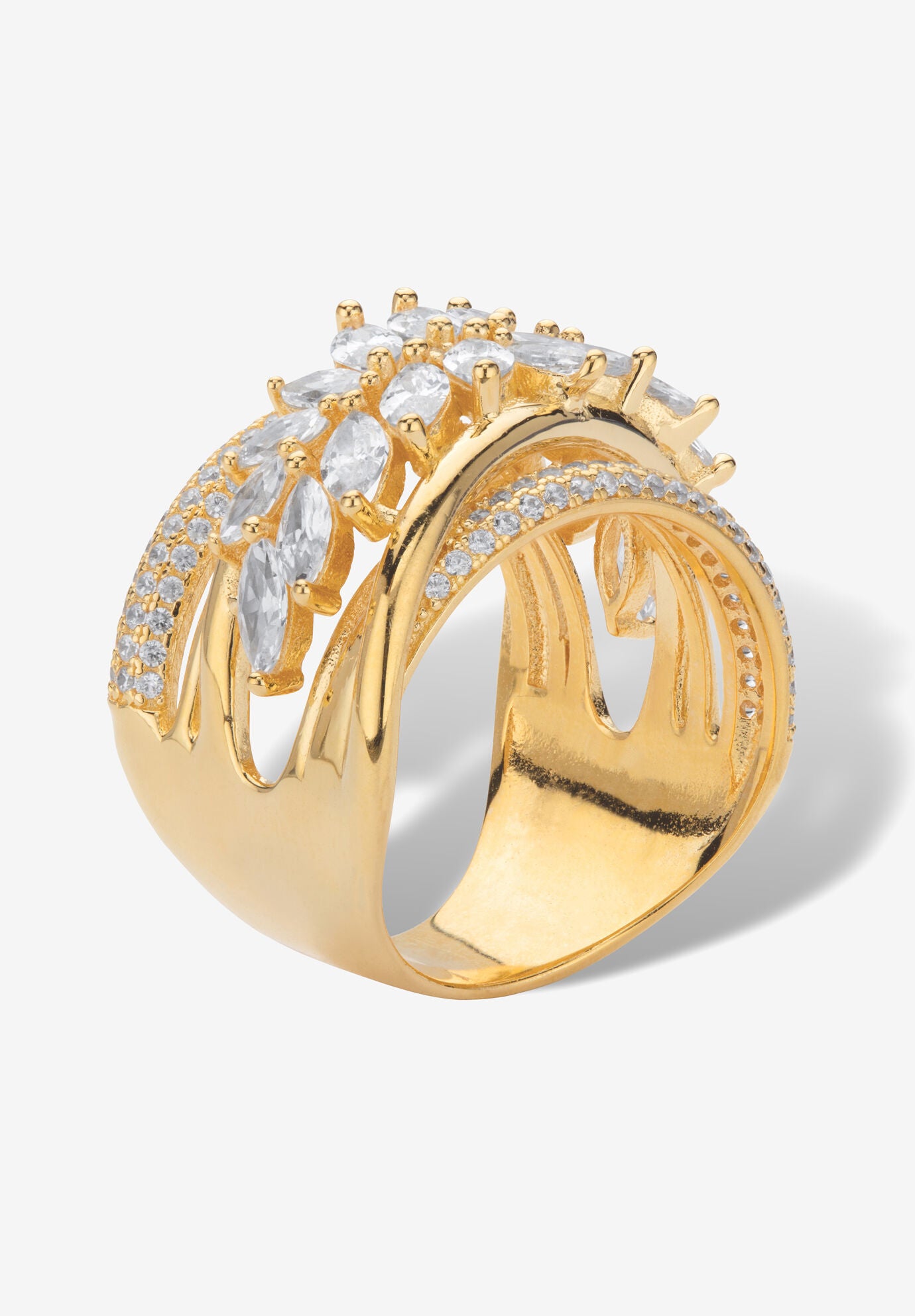 4.18 Cttw. Cubic Zirconia 14K Gold-Plated Sterling Silver Diagonal ...