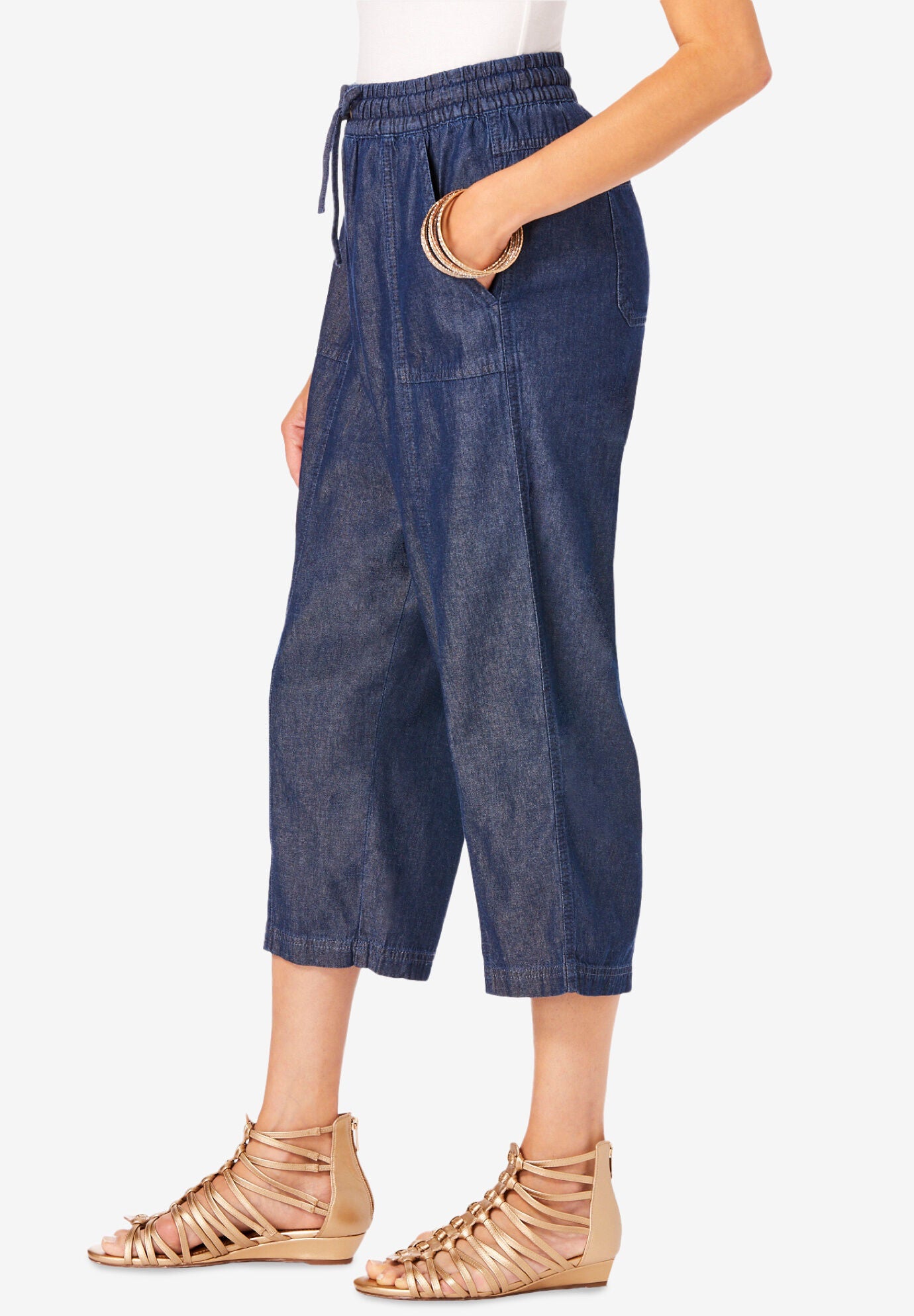 Chambray Wide-Leg Capri Pant | Swimsuits For All