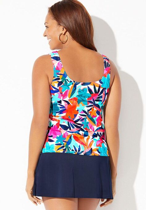 Classic Tankini Set with Skirt | Multi Tropical | Navy | Swimsuits For All