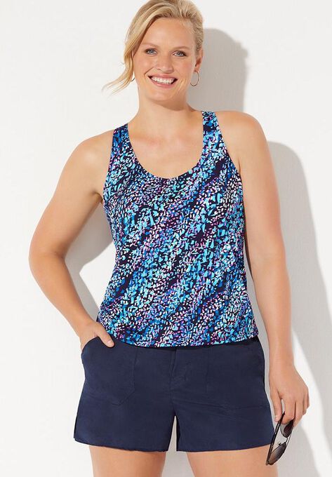 Chlorine Resistant Racerback Tankini Set with Cargo Short | Blue ...