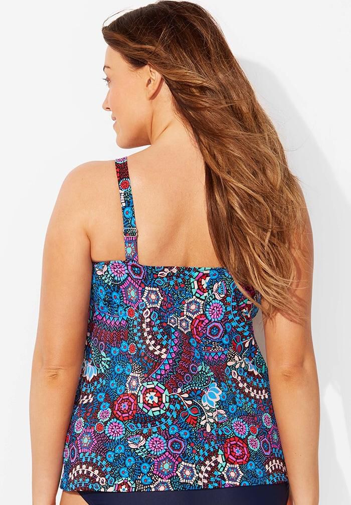 Flattering High Neck Tankini Top, Multi Paisley | Swimsuits For All
