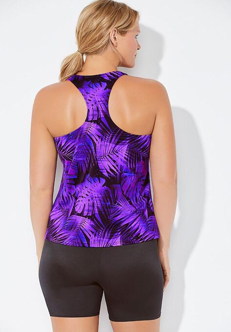 Chlorine Resistant Racerback Tankini Set with Bike Short | Magenta Palm ...
