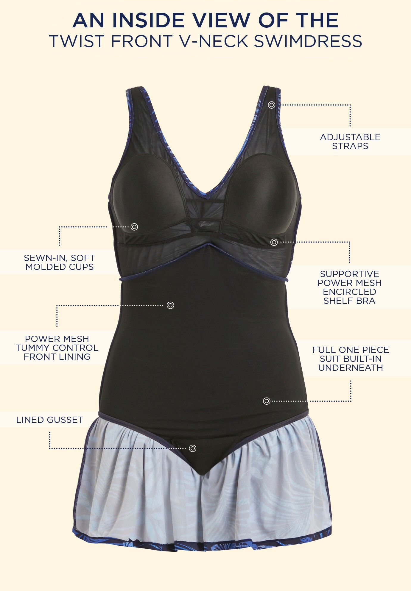 Flattering Twist-Front Swim Dress, Black | Swimsuits For All