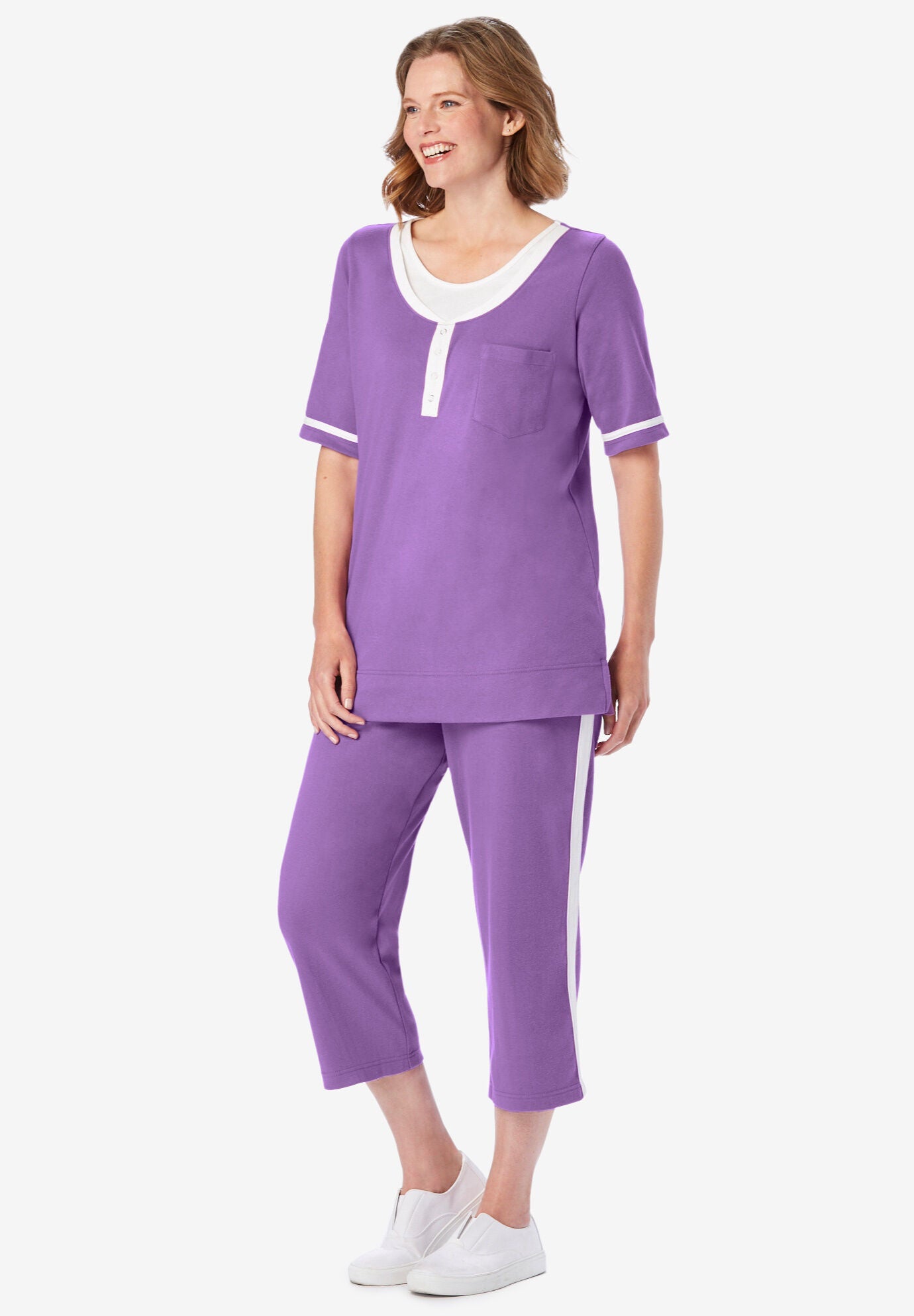 Contrast Stripe Capri Set | Swimsuits For All