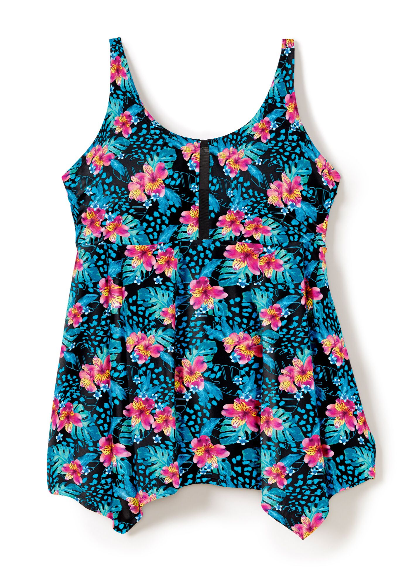 Flattering Longer-Length Tankini Top, Trop Animal Turq | Swimsuits For All