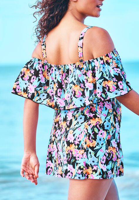 Off-The-Shoulder Flounce Swim Dress | Swimsuits For All