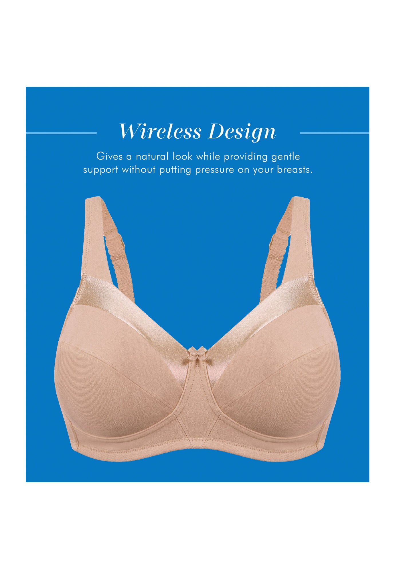 Everyday Bestform 5006715 Satin Trim Wireless Cotton Bra With Unlined ...
