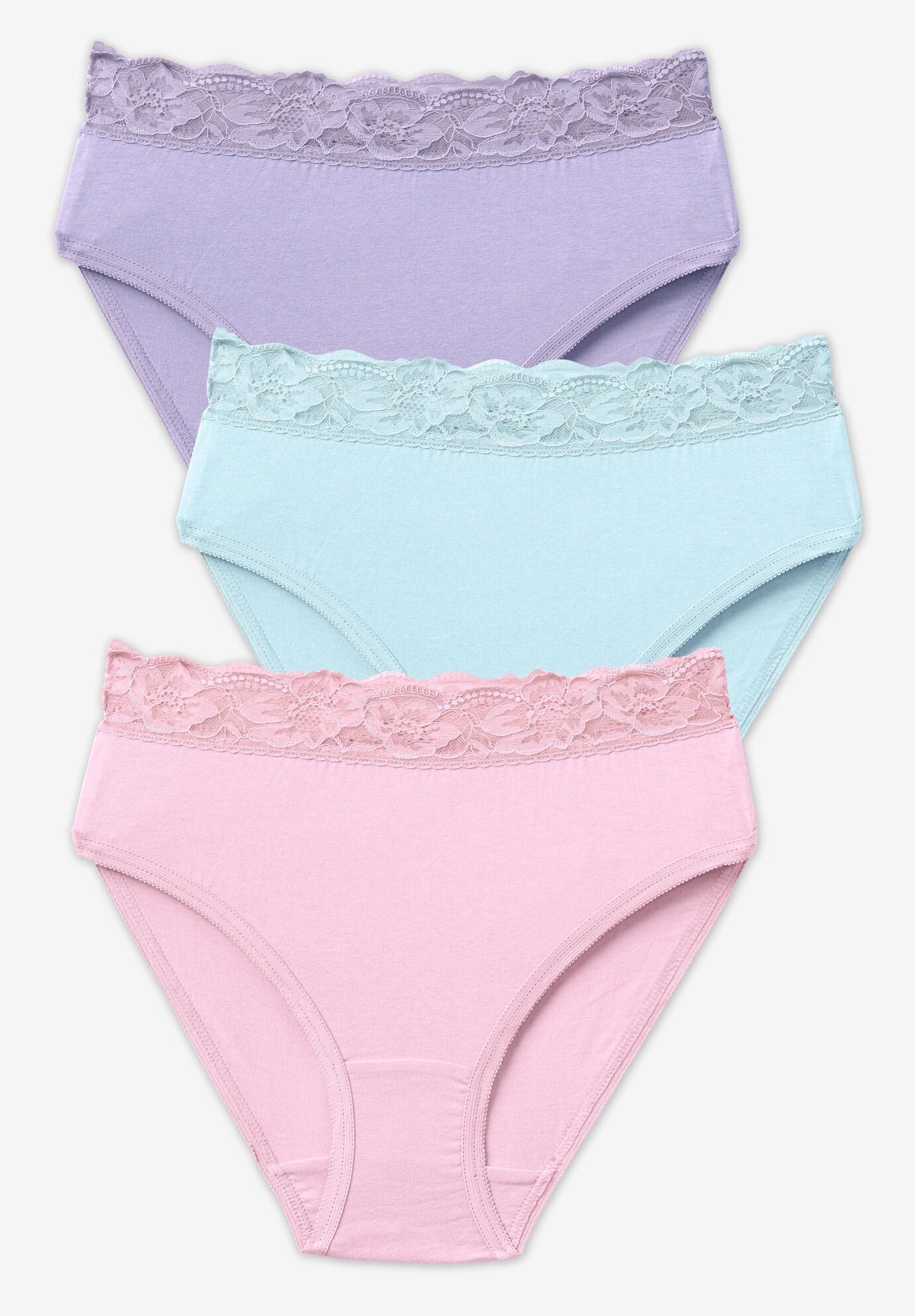 Everyday Lace Waist Hi-Cut Brief 3-Pack, Pastel Pack | Swimsuits For All