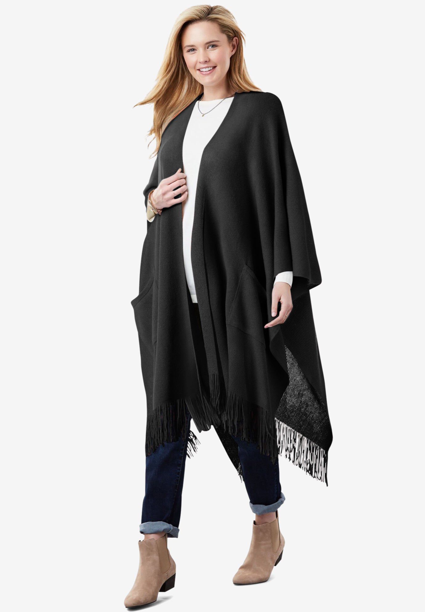 Fringed Cape Sweater | Swimsuits For All