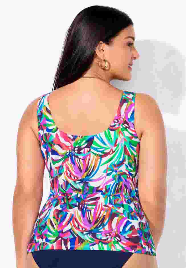 Flattering Classic Tankini Top, Rainbow Palms | Swimsuits For All