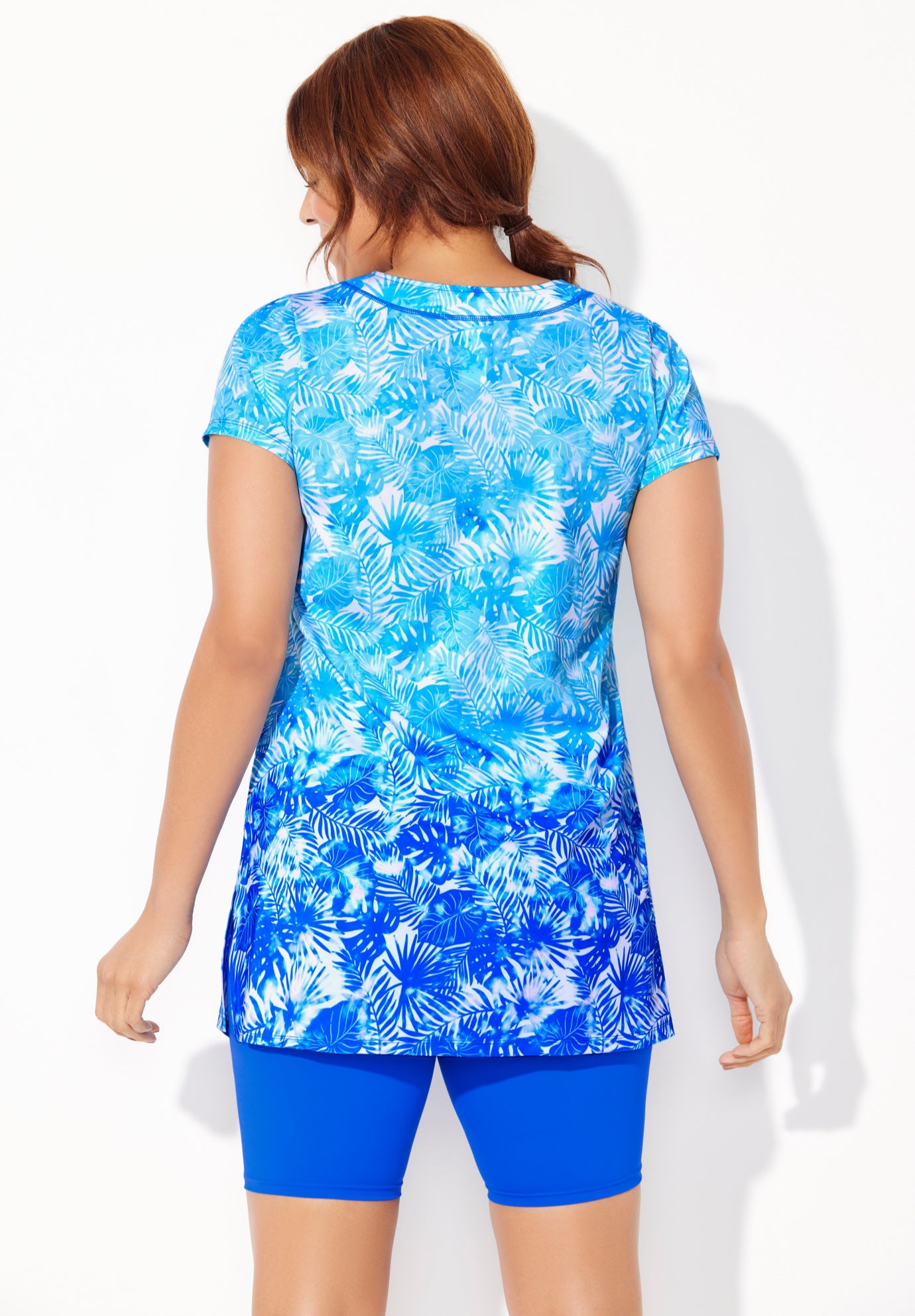 Chlorine Resistant Swim Tunic With Long Swim Bike Short | Ombre Blue ...