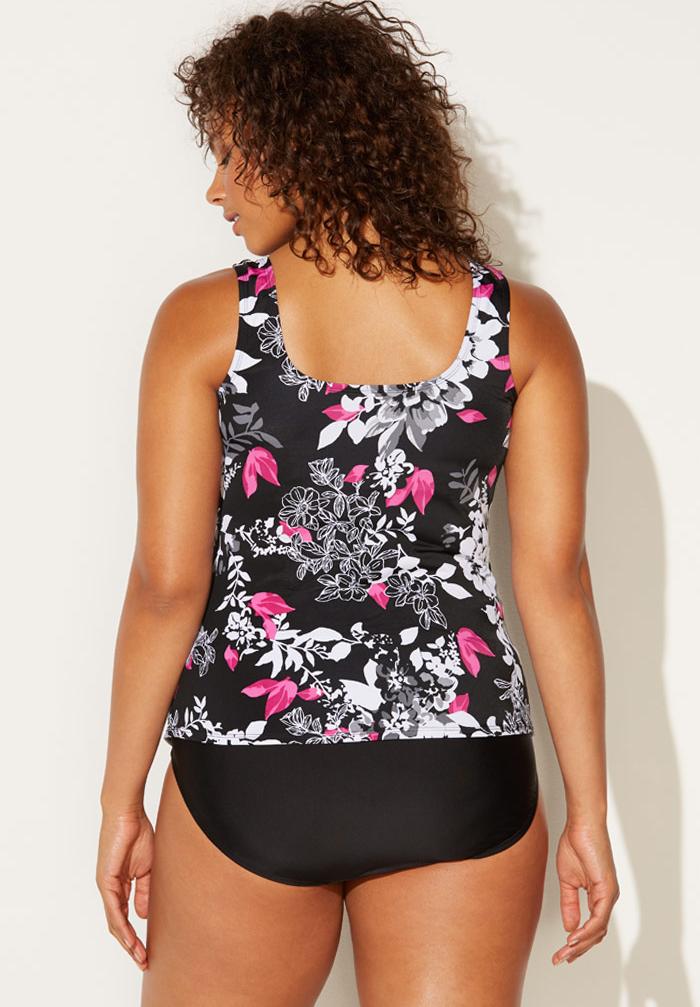 Classic Tankini Set | Garden Rose | Black | Swimsuits For All